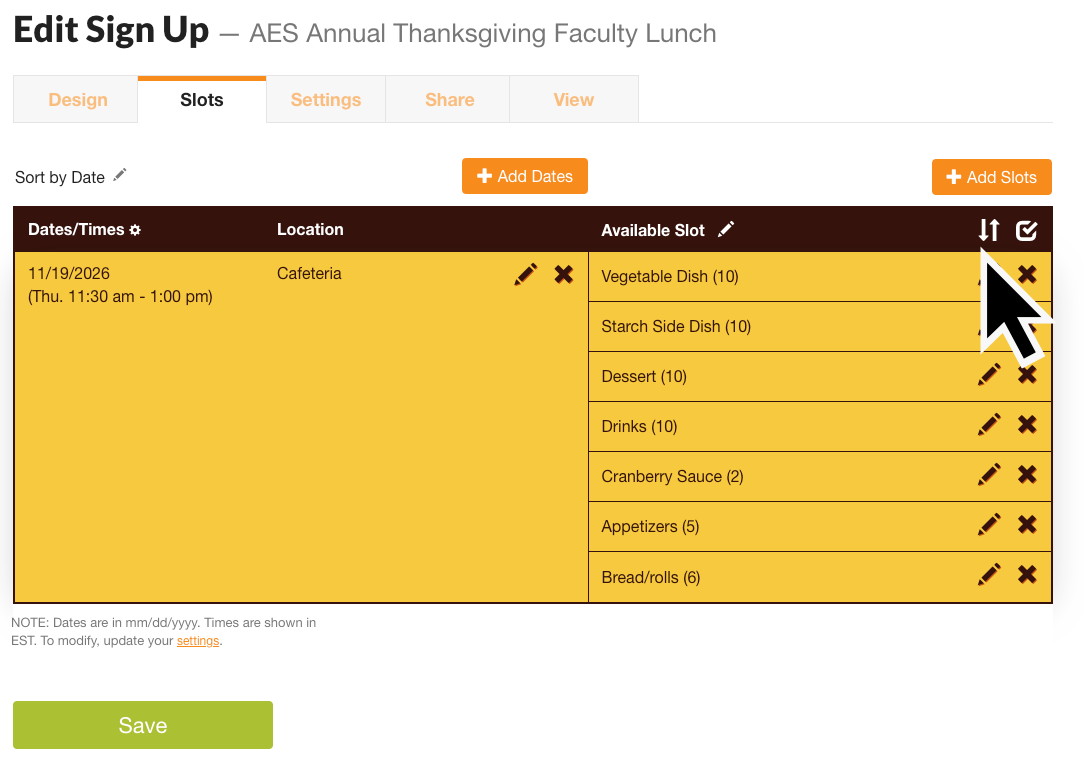 How Can I Change the Order of Items Listed on My Sign Up? – SignUpGenius