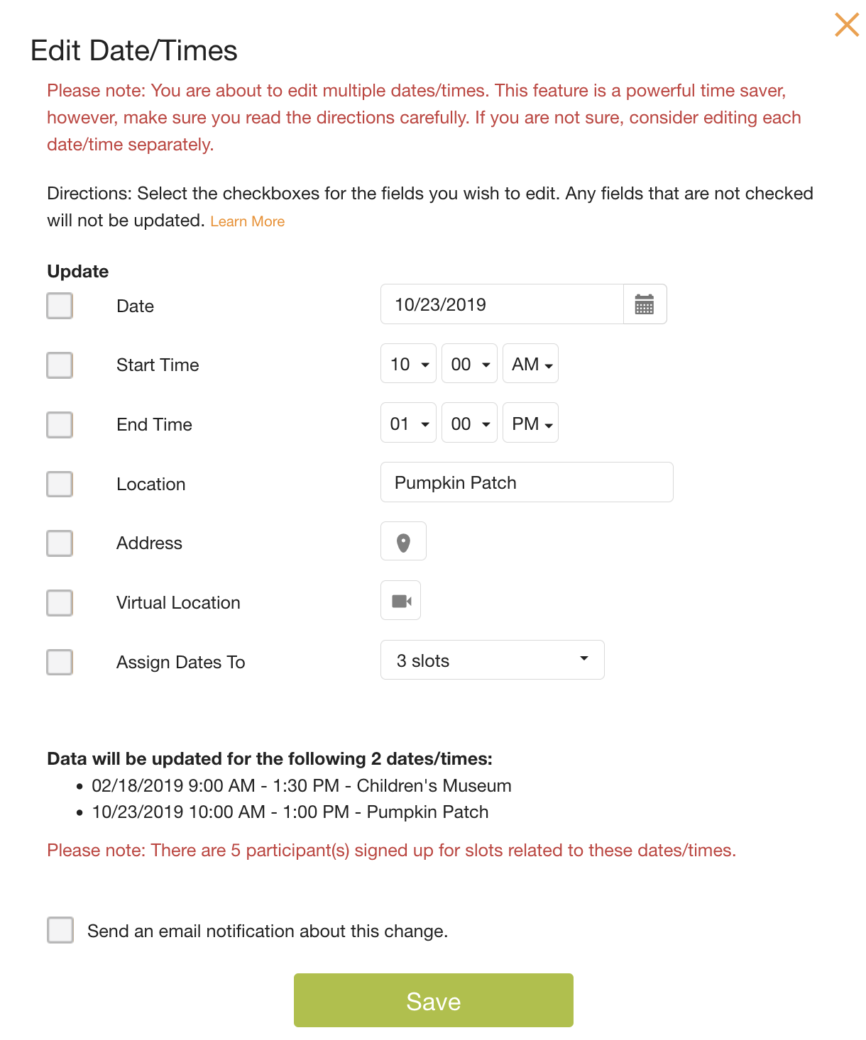 Change Date on a Sign Up Page – SignUpGenius