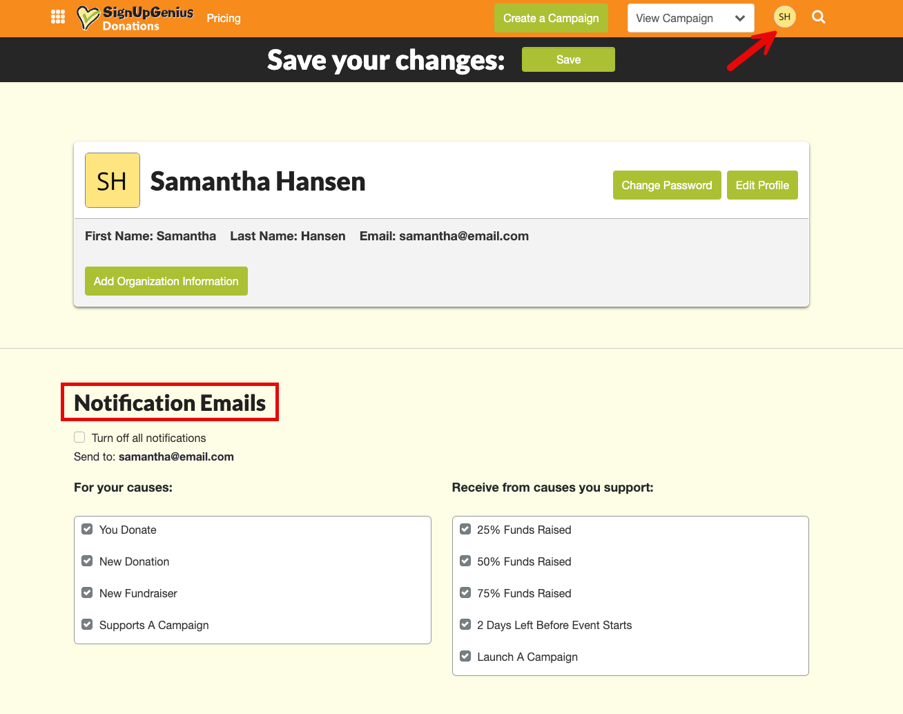 How Do I Change My Donations Email Notification Settings? – SignUpGenius