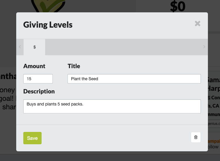 How Do I Add/Edit Giving Levels Displayed on My Page? – SignUpGenius