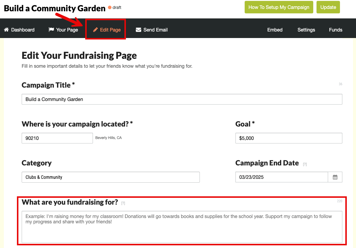 How Do I Add/Edit My Campaign Summary? – SignUpGenius