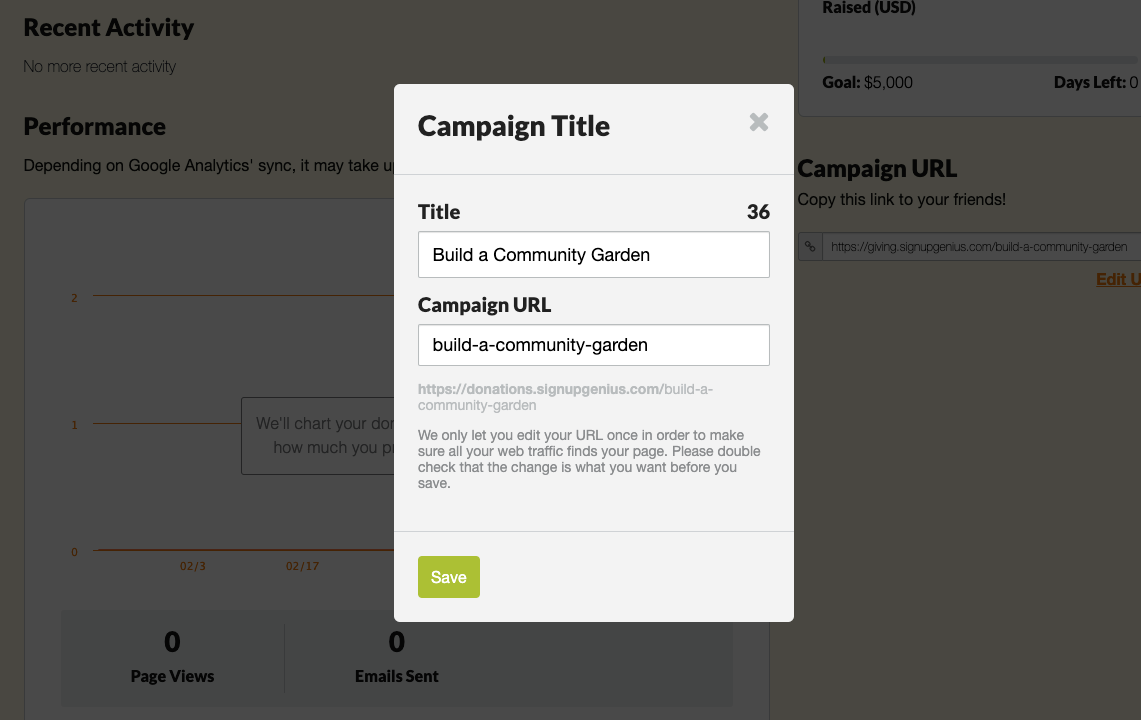 Can I Edit My Campaign Title/URL? – SignUpGenius