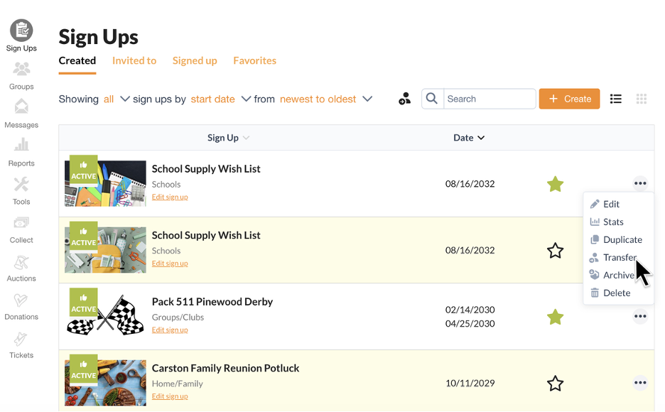 Transfer a Sign Up – SignUpGenius