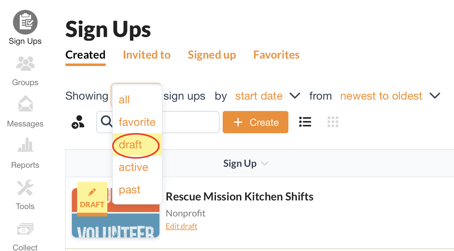 Save and Edit a Sign Up Draft – SignUpGenius